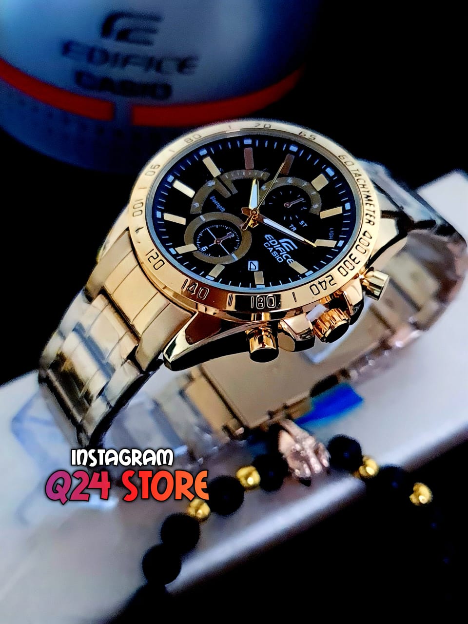 ️ CASIO EDIFICE STEEL DORADO NEGRO ⌚ Q-24store