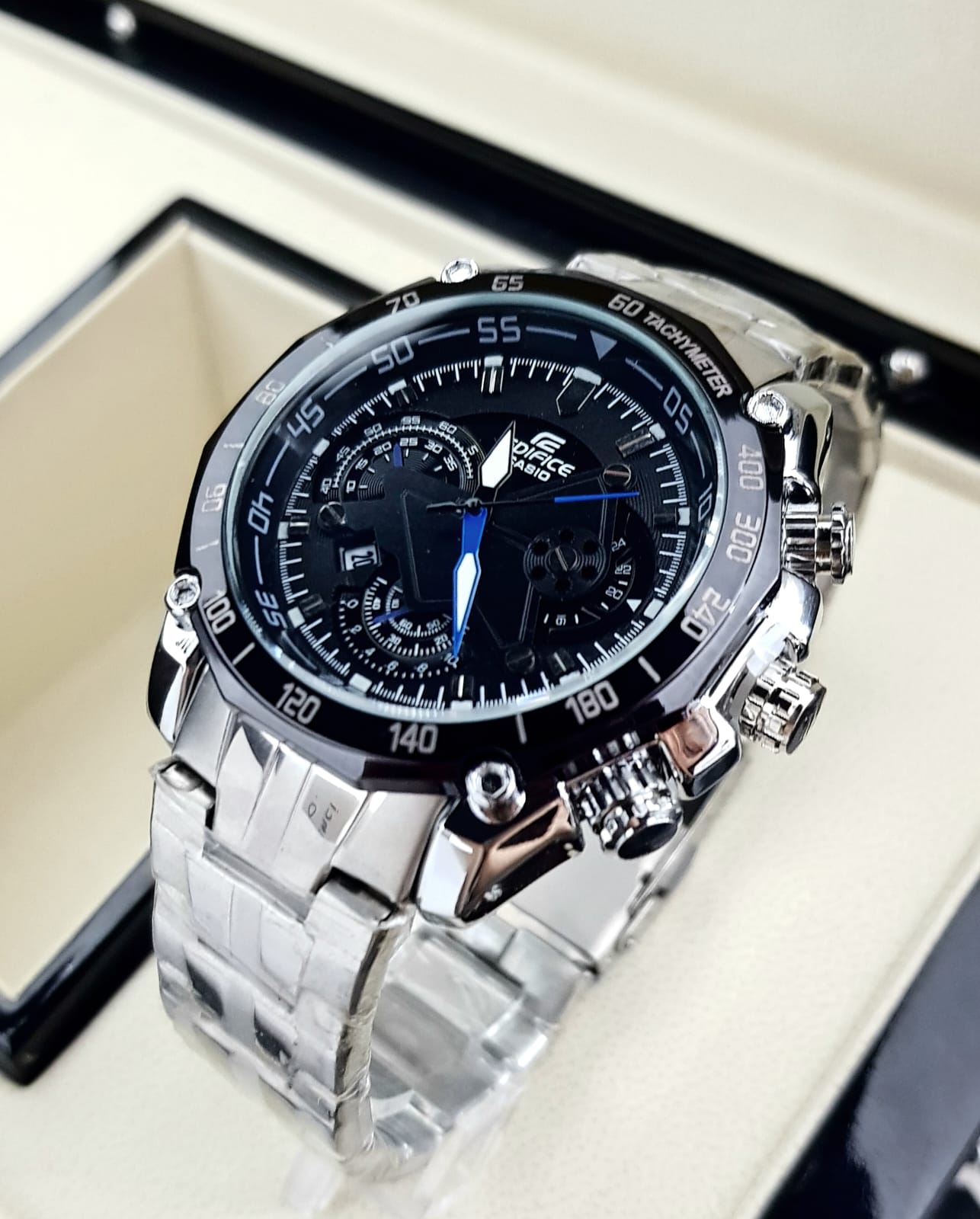 ️ EDIFICE TACHYMETER PLATEADO ⌚ Q-24store